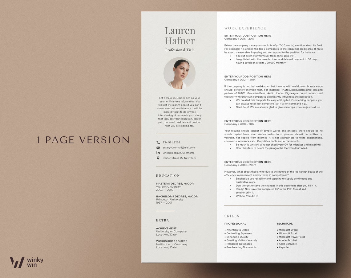 Creative Cv Template, Any Job, Social Work Resume Template for Word ...