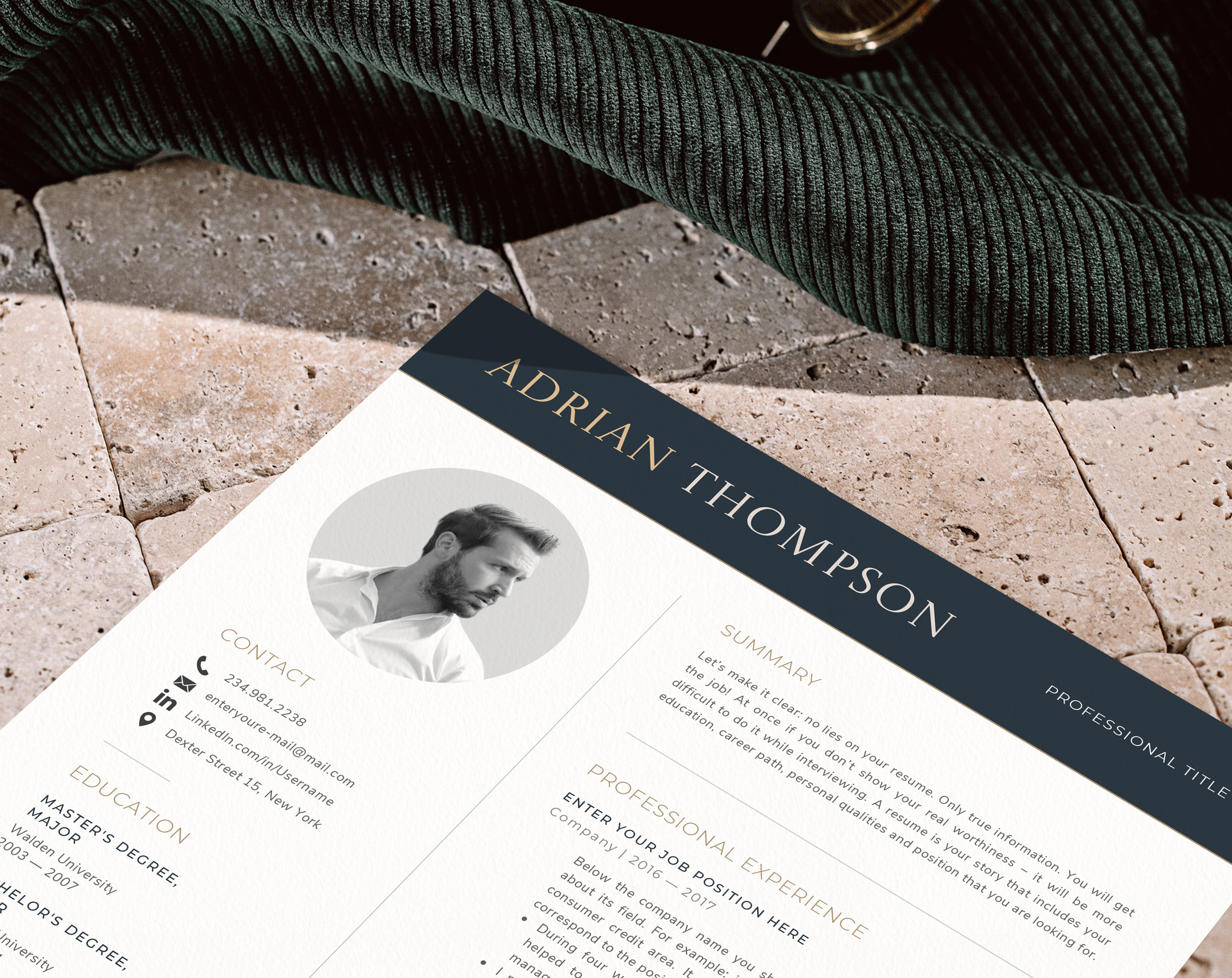 Men's Resume Template male Cv Template, Minimalist Curriculum Vitae ...