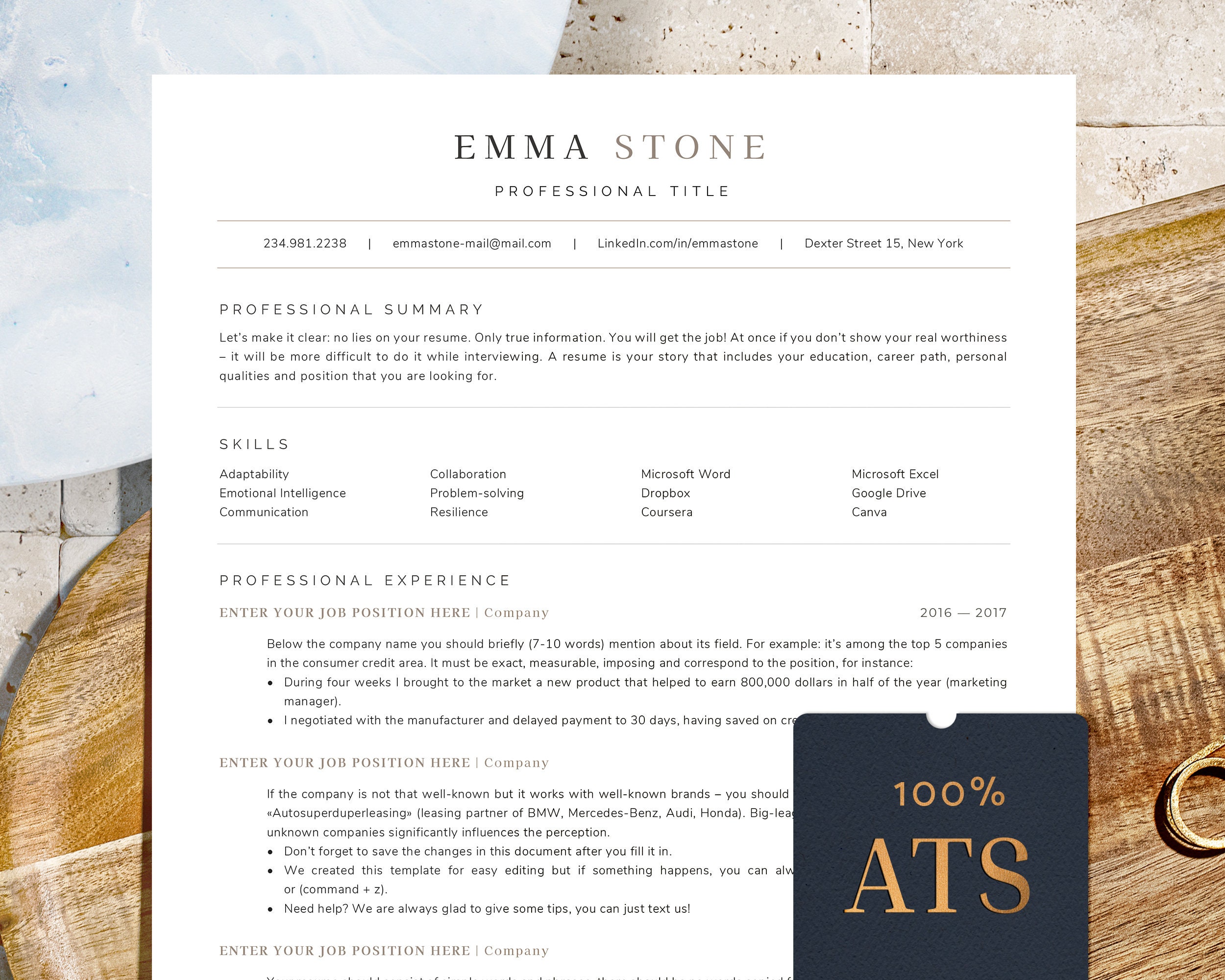 ATS Friendly Resume Template Ats, Executive Resume Template Google Docs ...
