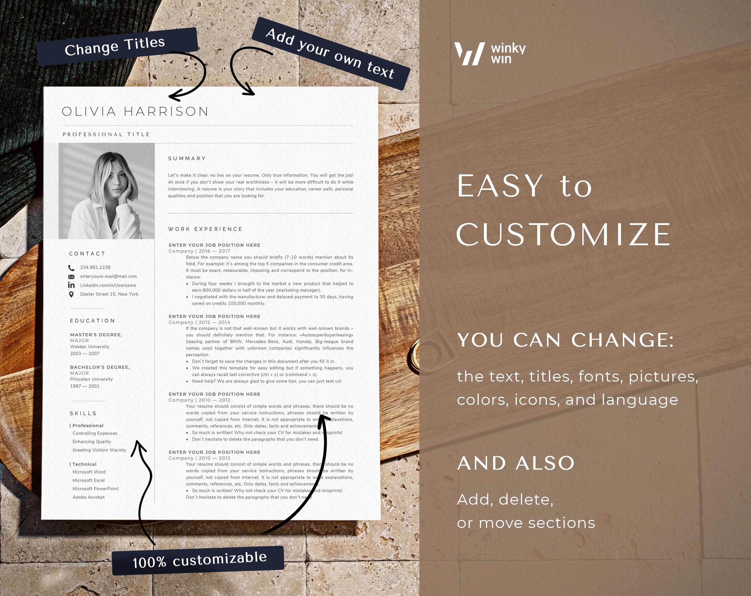 Square Photo Resume Template: Professional CV Design (word & Pages) - Etsy