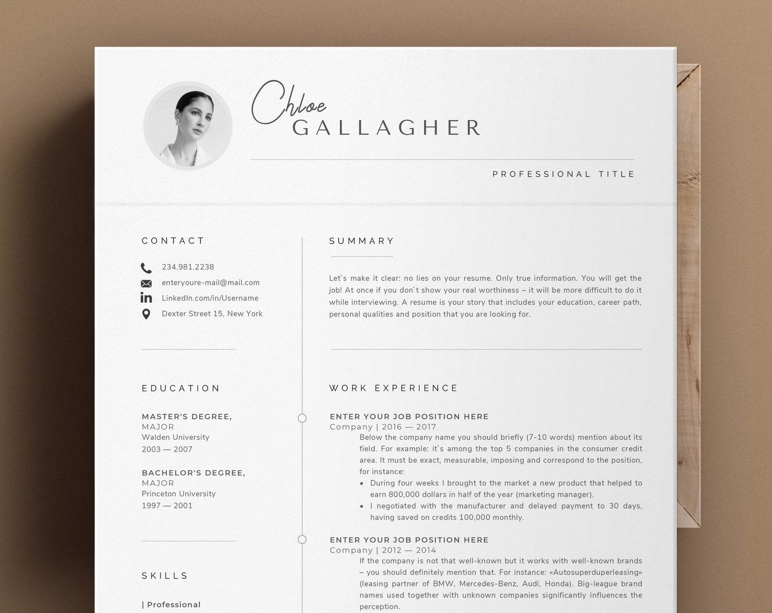 Creative Resume Template for Ms Word With Reference and Cover Letter ...