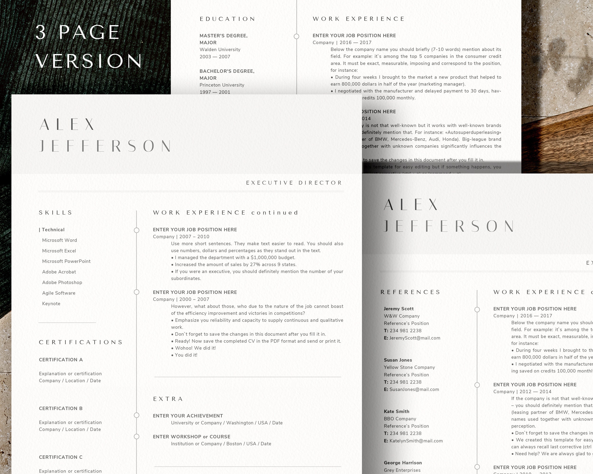 Clean Editable Resume Template, Cv Template Word + Mac Pages Resume ...