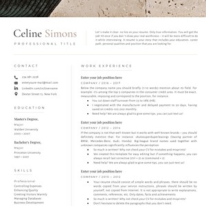 One Page Resume Template Google Docs Mac Pages Word Cv - Etsy