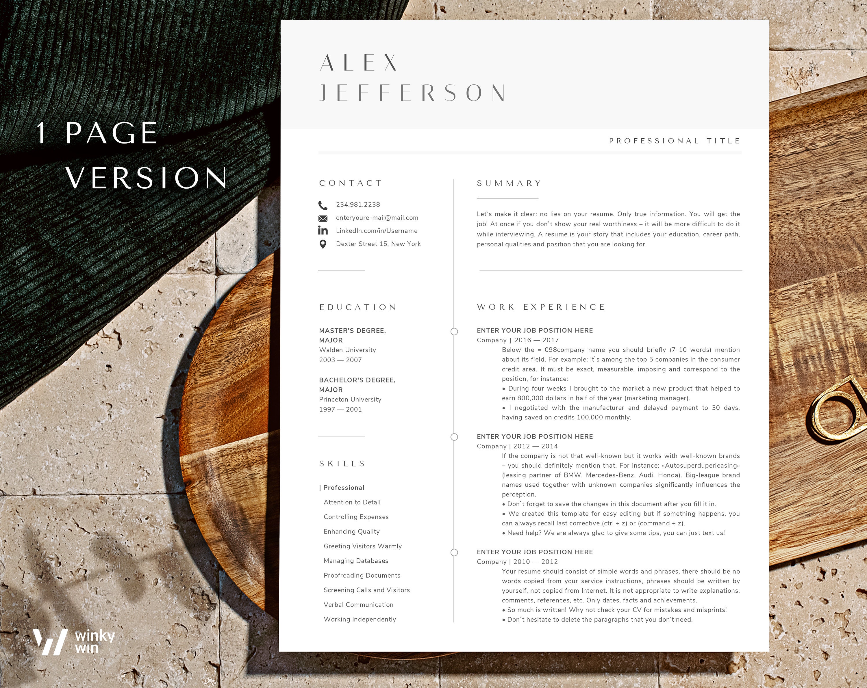 Clean Editable Resume Template, Cv Template Word + Mac Pages Resume ...