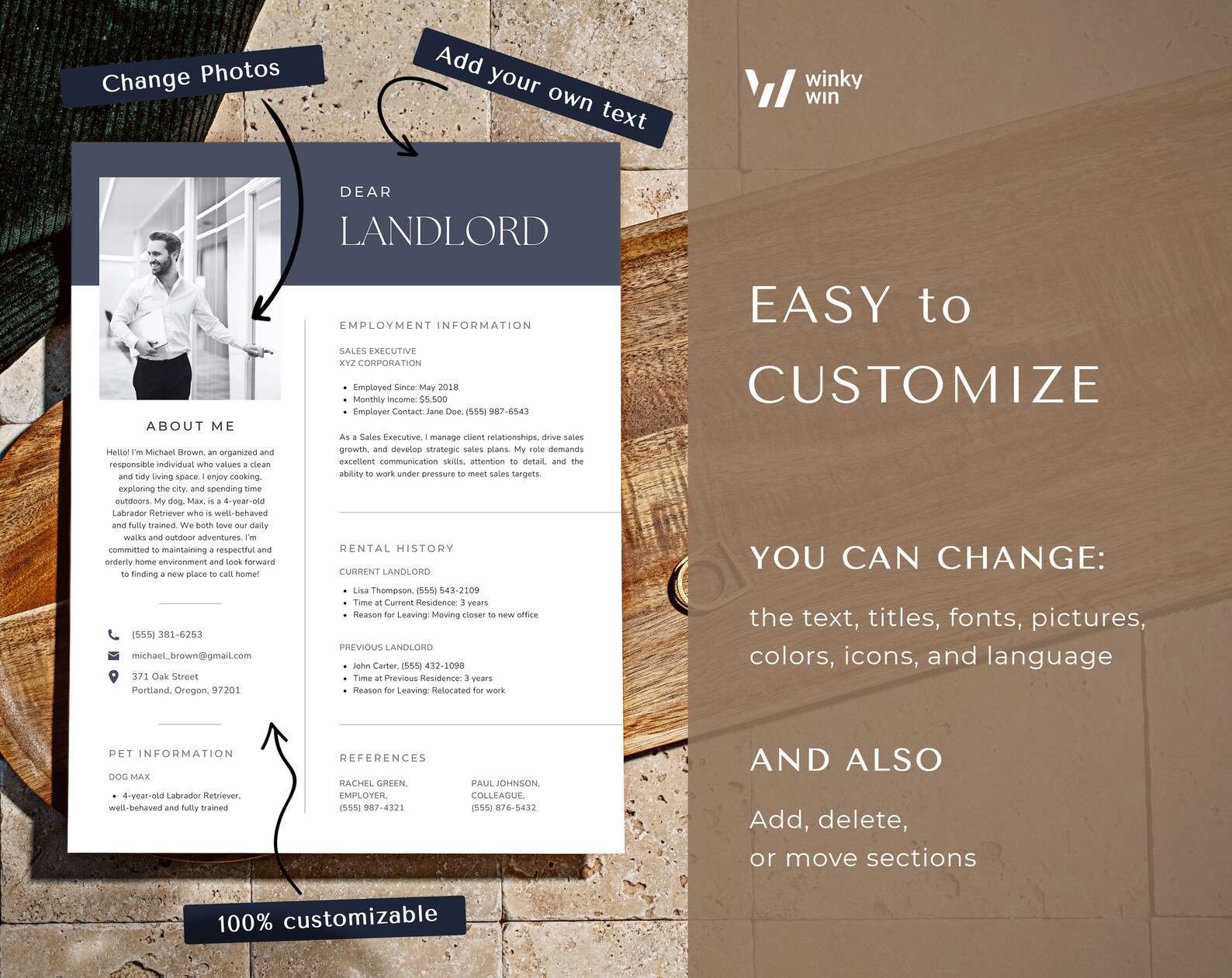 Potential Tenant Resume, Single Applicant Renter Resume Template ...