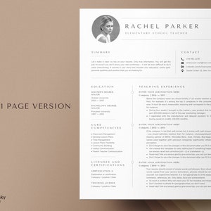 Teacher Resume Template With Photo, Word & Pages, Editable Teacher ...
