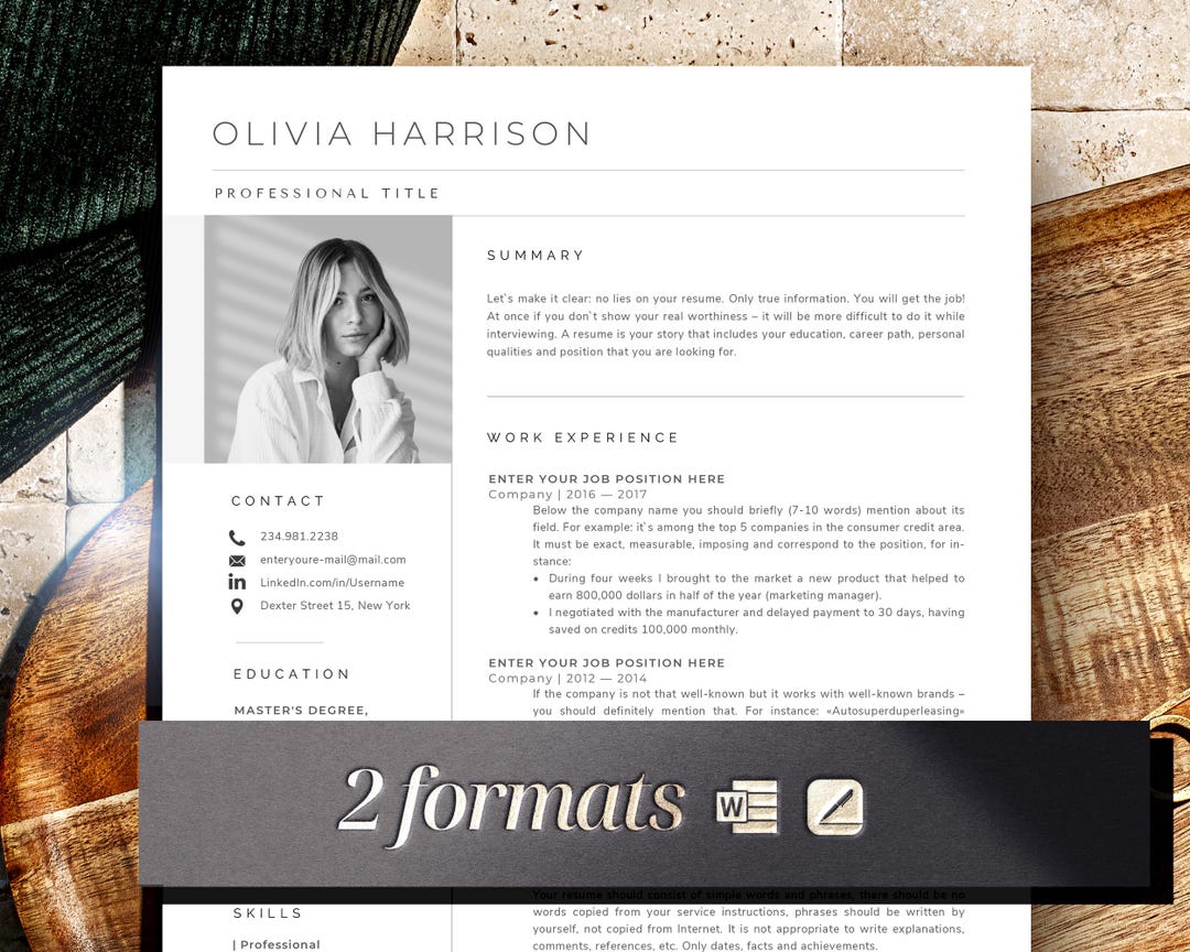 Square Photo Resume Template: Professional CV Design (word & Pages) - Etsy