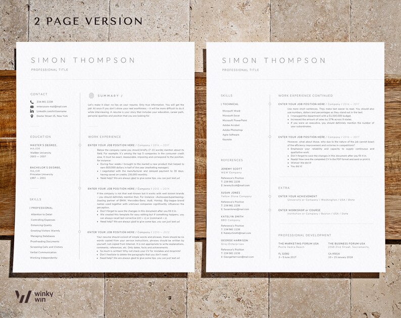 Clean Resume Template | Professional Executive Resumes | Easy to Edit ...