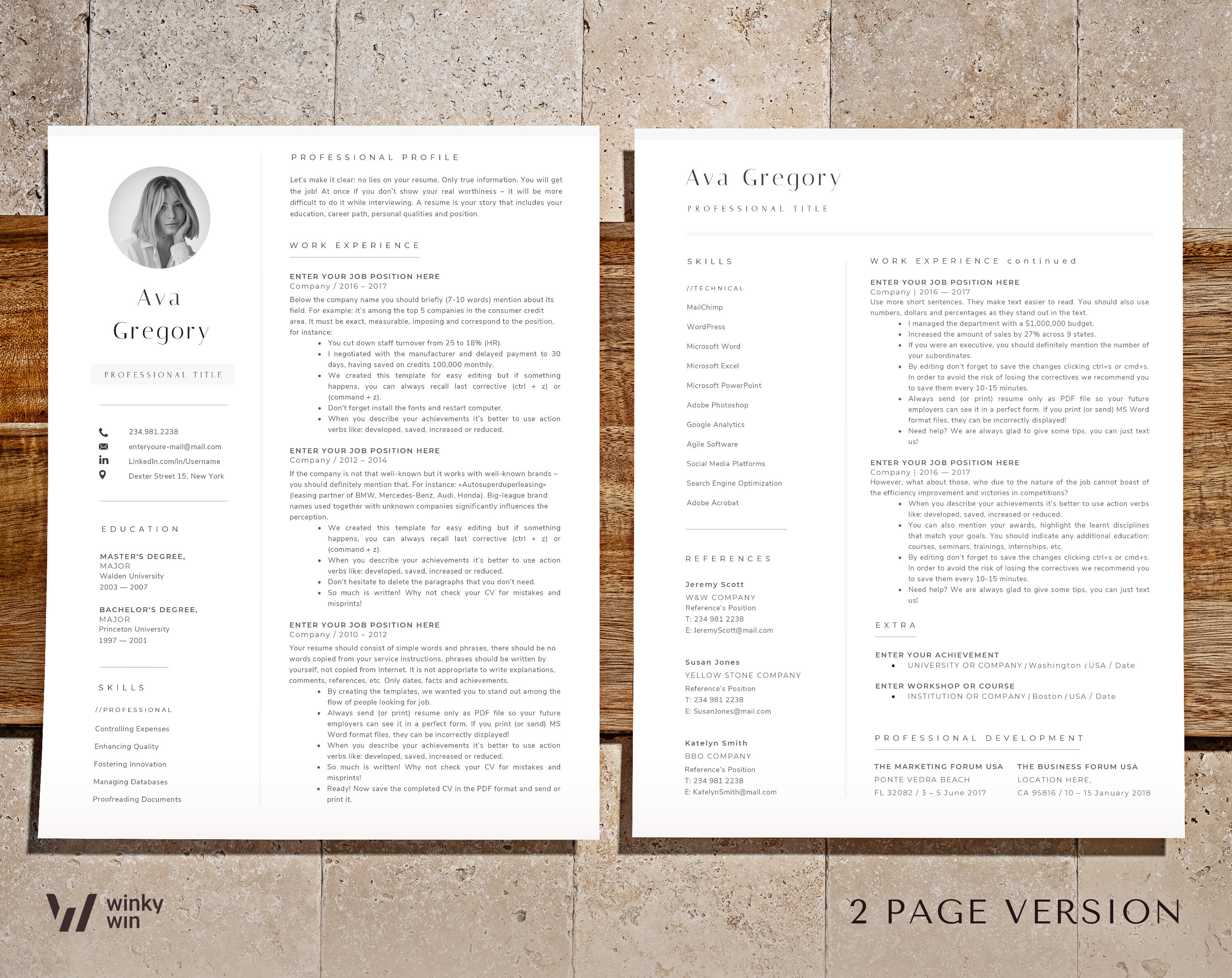 Modern Black and White Resume Template Photo, Clean Resume Cv Template ...