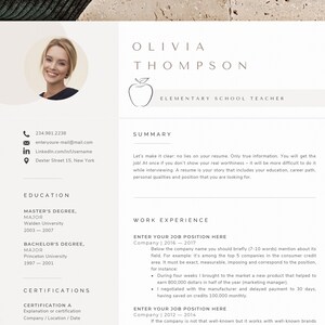 Teacher Resume Template Word and Pages Teaching Resume - Etsy