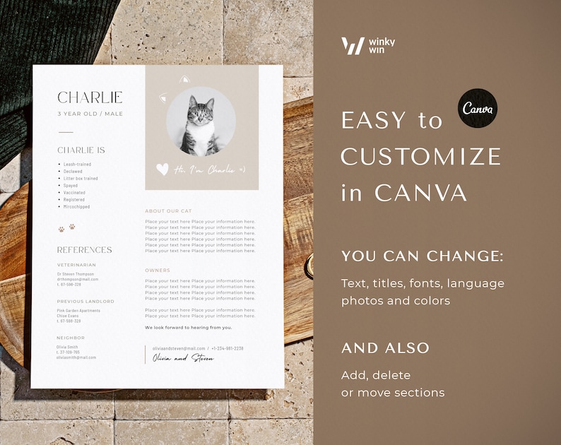 Cat Resume for Rental Writing Cat Bios Cat Adoption Ads Cat - Etsy