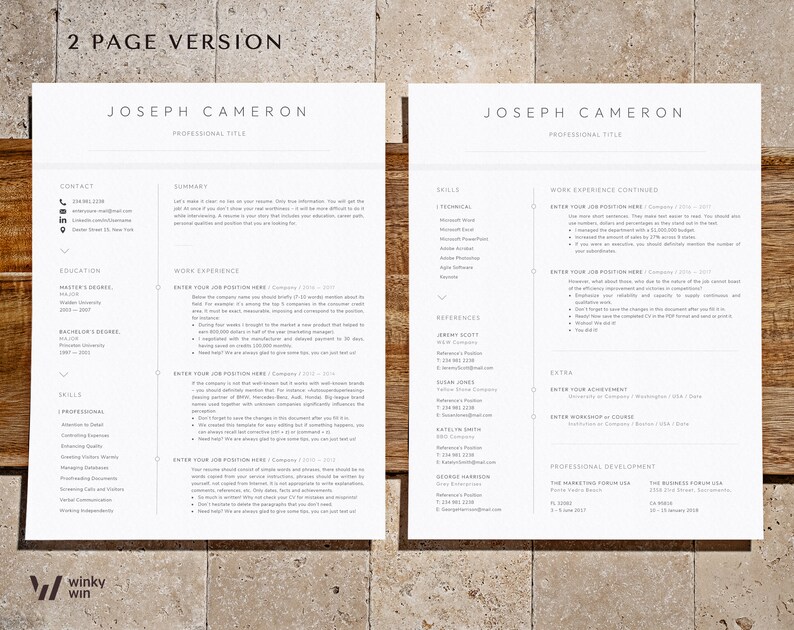 Clean Resume and Cover Letter Template, Cv Template Simple Resume ...