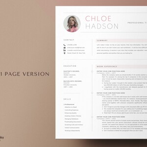 Pink Resume Template Word + Mac Pages | Rose Creative Resume Templates ...