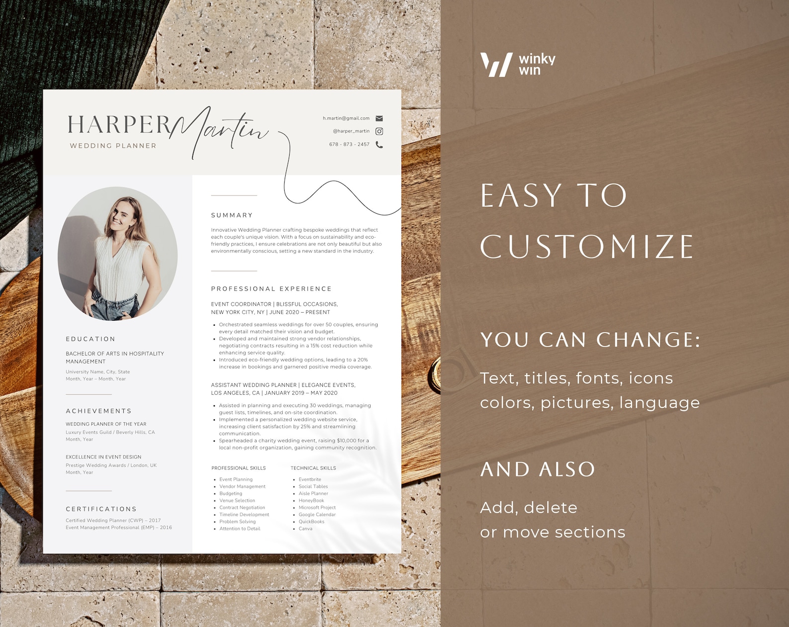 Wedding Planner Resume Template, Wedding Event Planner Resume Cv ...