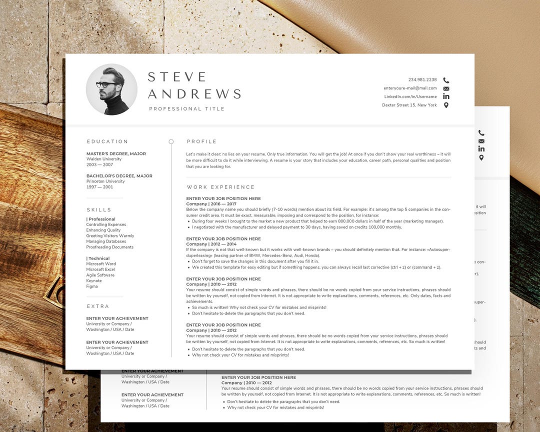 Horizontal Resume Format Word, Professional Landscape Resume Design ...