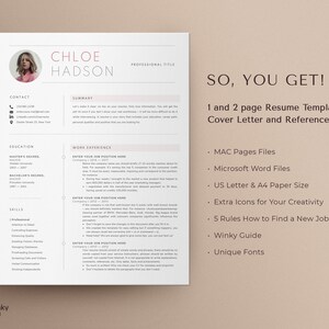 Pink Resume Template Word + Mac Pages | Rose Creative Resume Templates ...