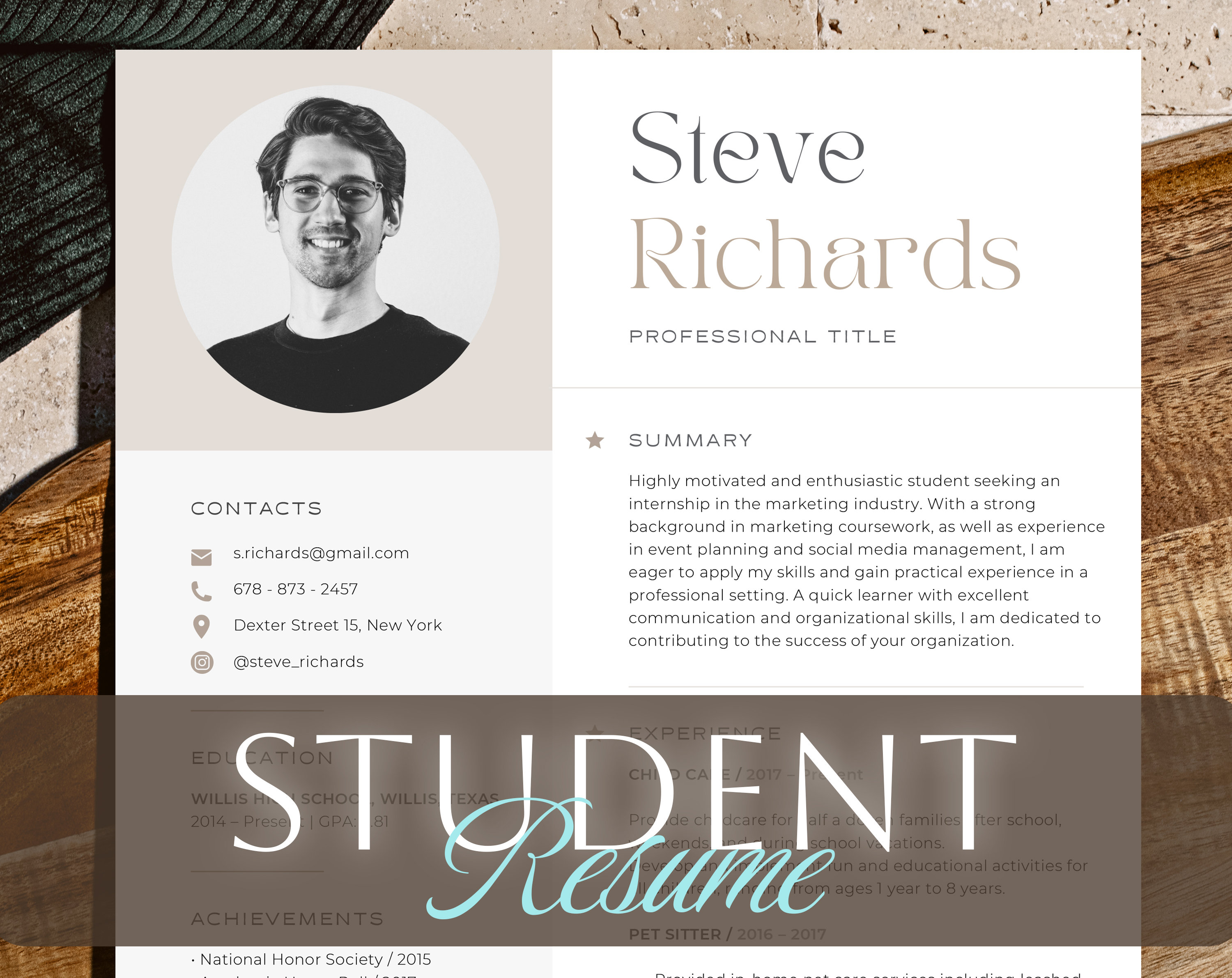Student Resume Examples Template Canva, High School, College Student ...