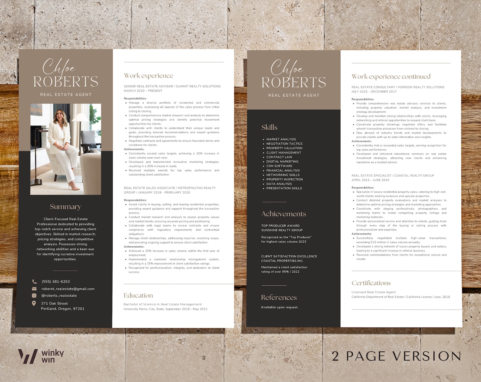 Real Estate Agent Resume Template Realtor Resume, Modern Cv Template ...