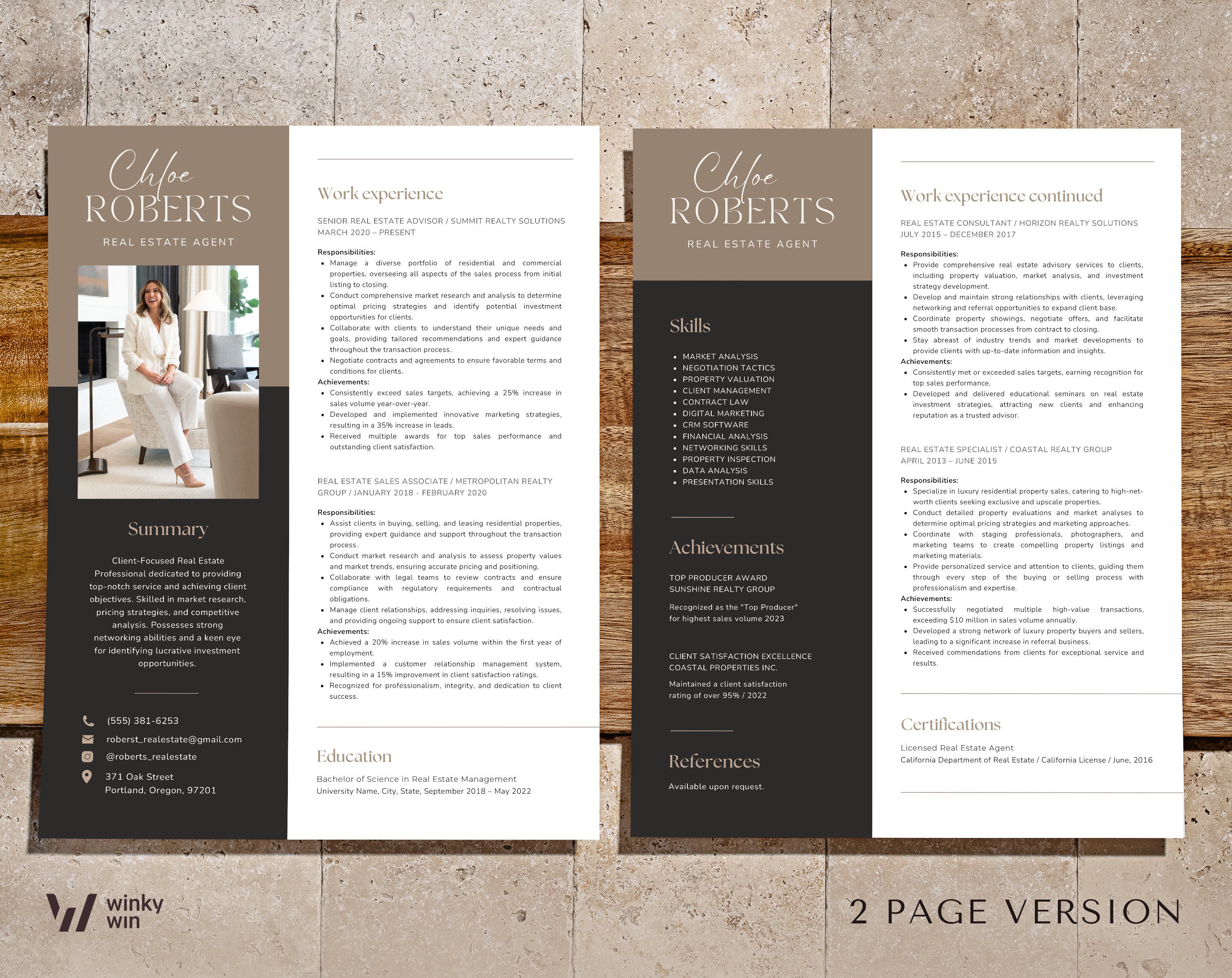 Real Estate Agent Resume Template Realtor Resume, Modern Cv Template ...