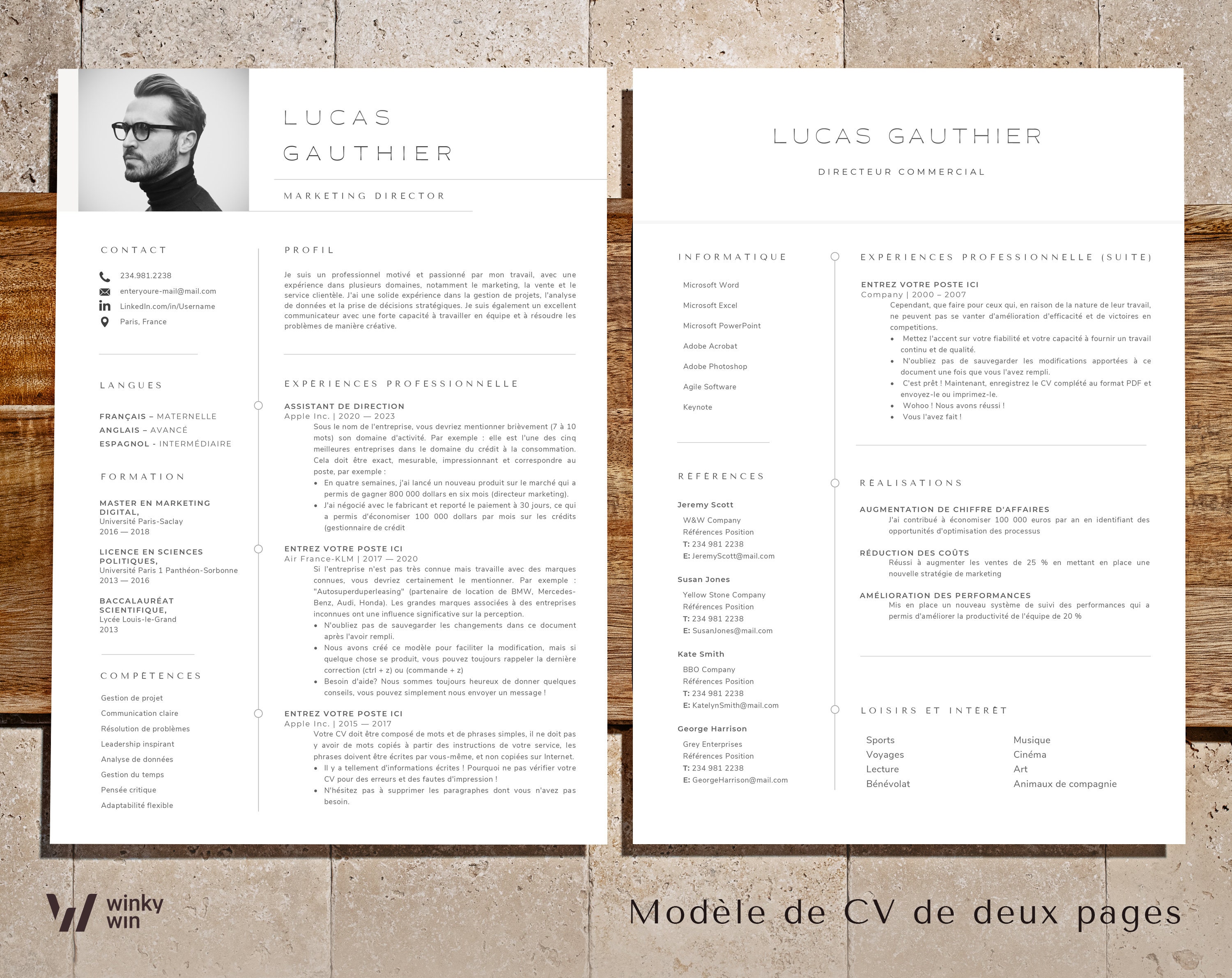 Modèle Cv Word Et Pages Mac, Gratuit Lettre De Motivation, Cv Francais ...