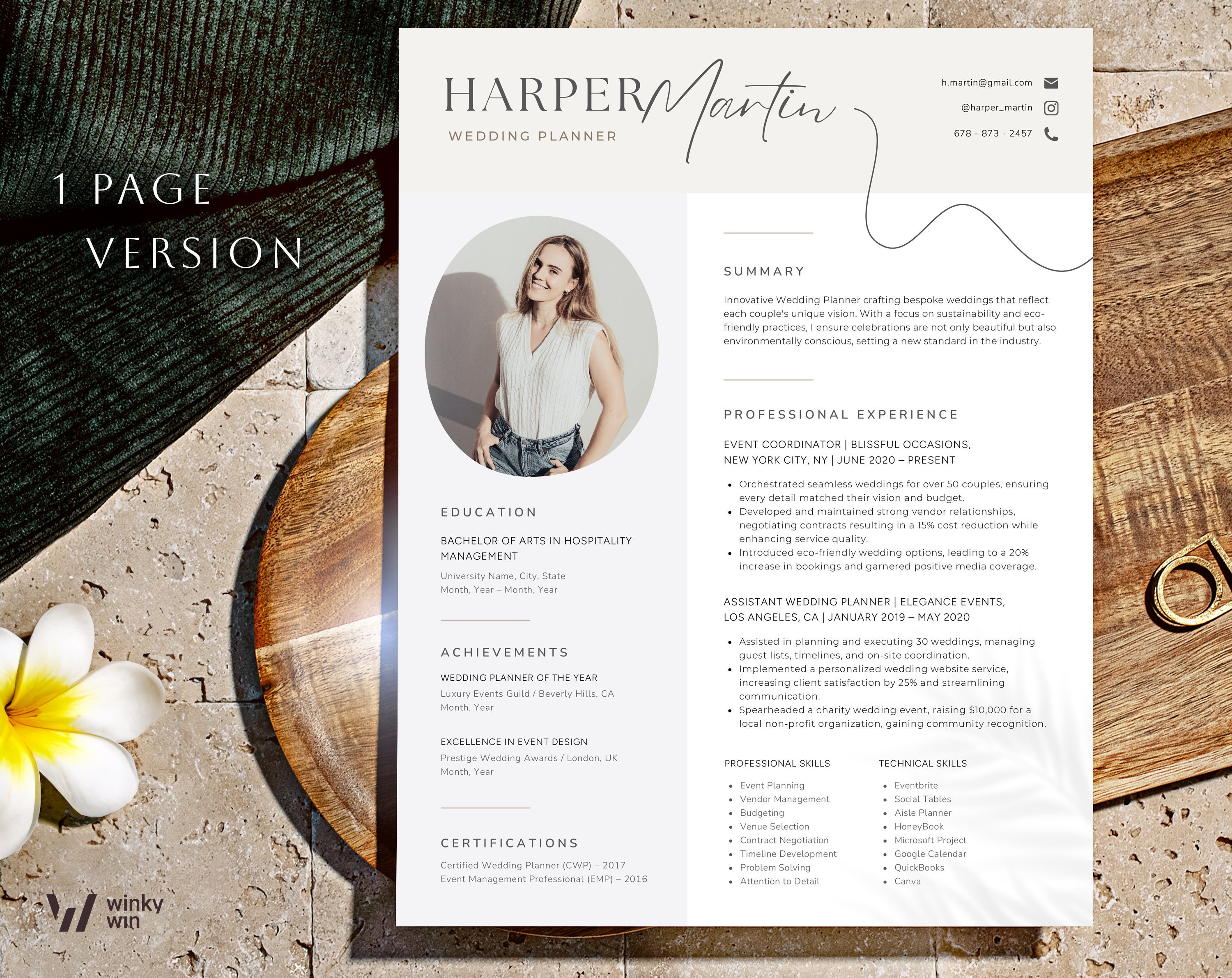 Wedding Planner Resume Template, Wedding Event Planner Resume Cv ...
