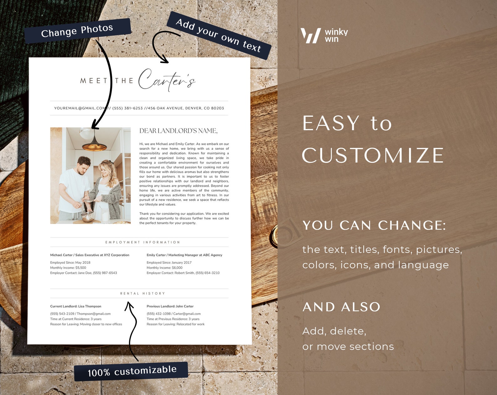 Rental Cover Letter | Resume for Tenant, Rental Application CV ...