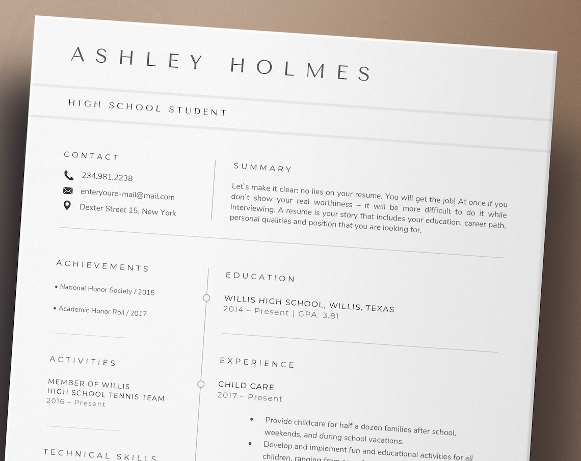Collage resume template student High school student resume | Etsy