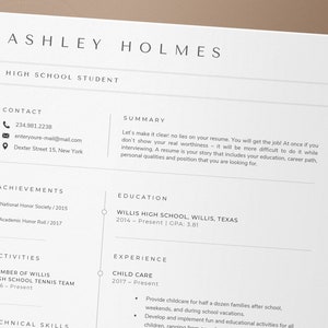 Collage Resume Template Student High School Student Resume | Etsy