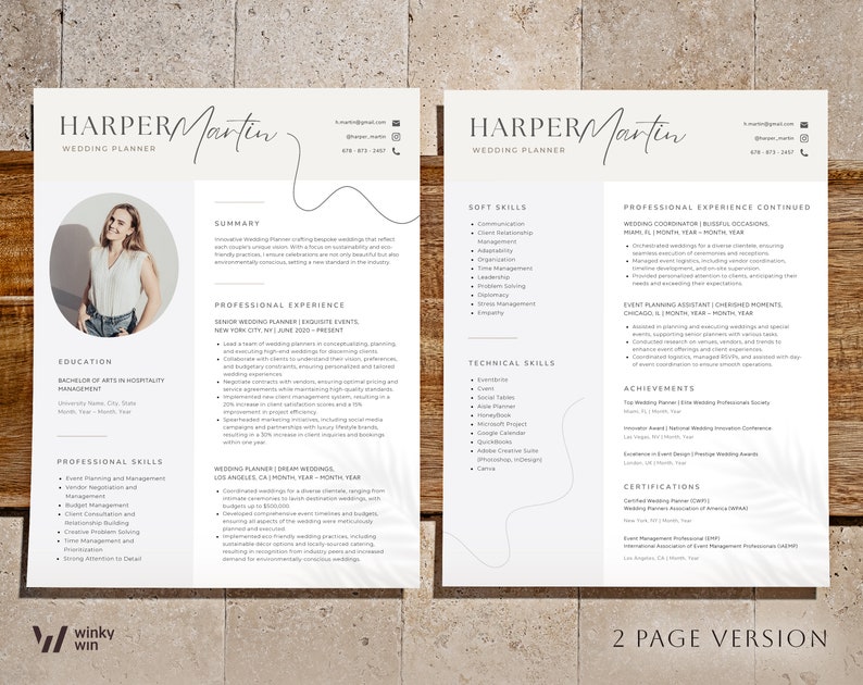 Wedding Planner Resume Template, Wedding Event Planner Resume Cv ...