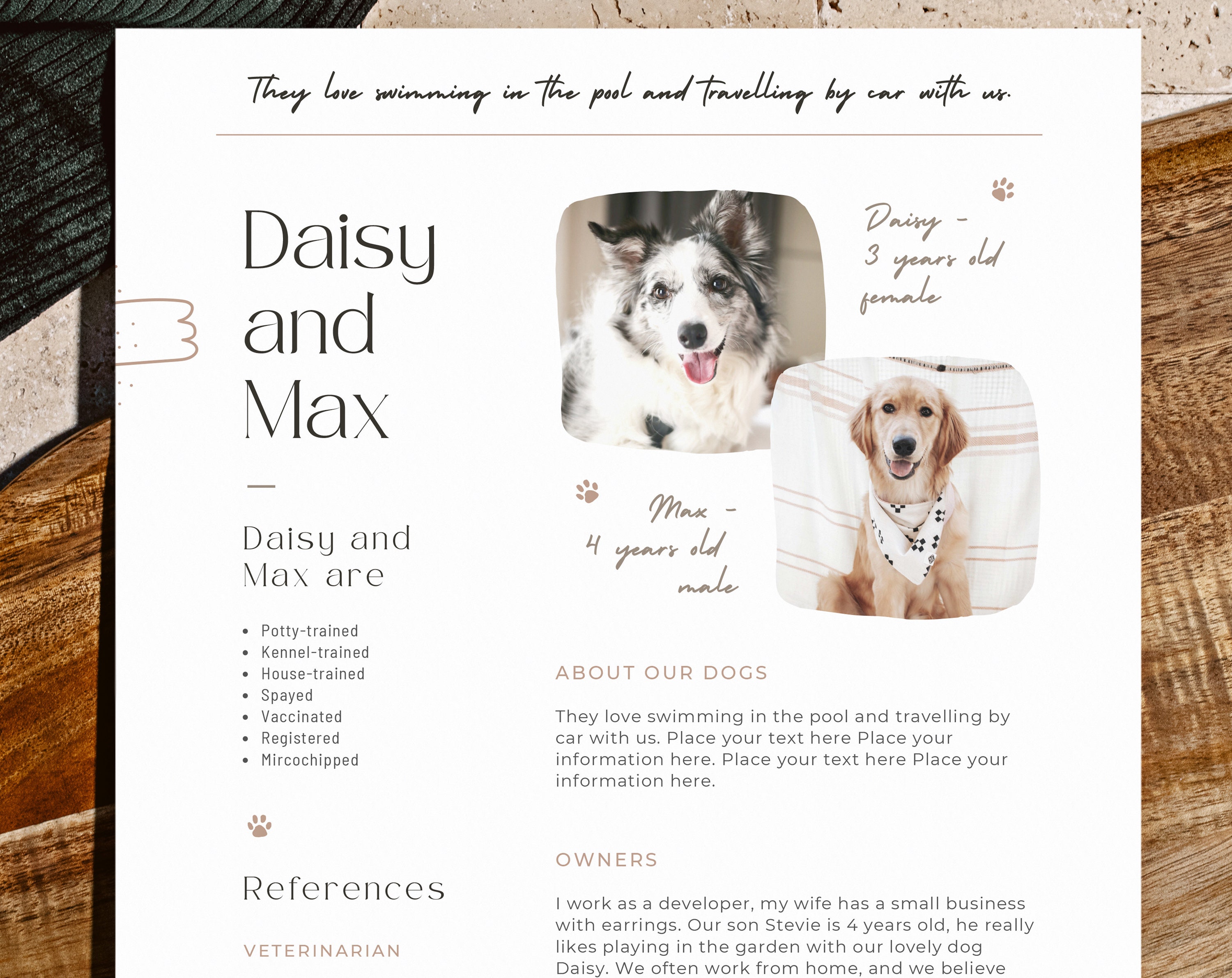 Pet Application Form for Rental, Dog Cv Editable, Rental Application ...