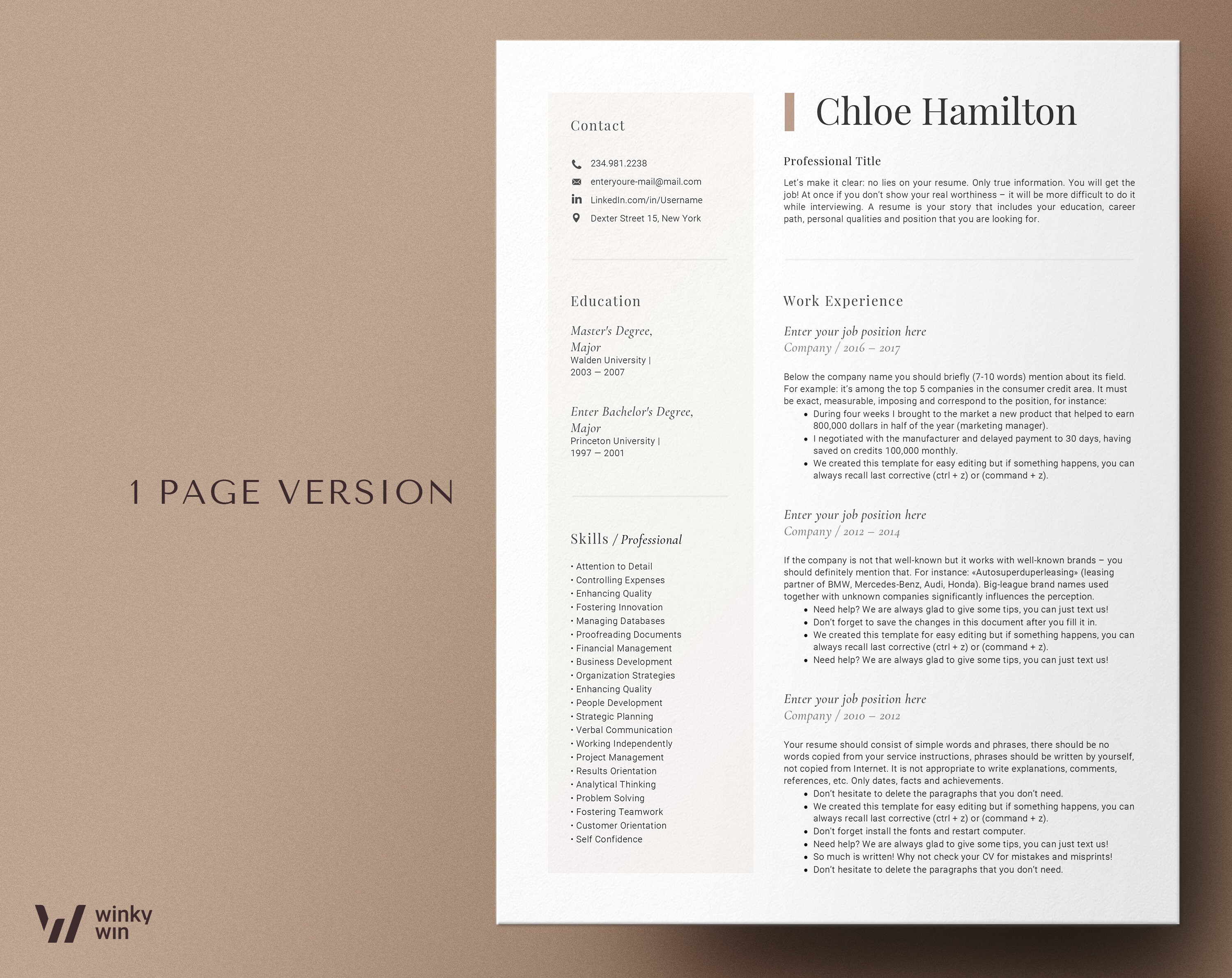 Resume Template Pages | CV Template Word | Professional Resume Template ...