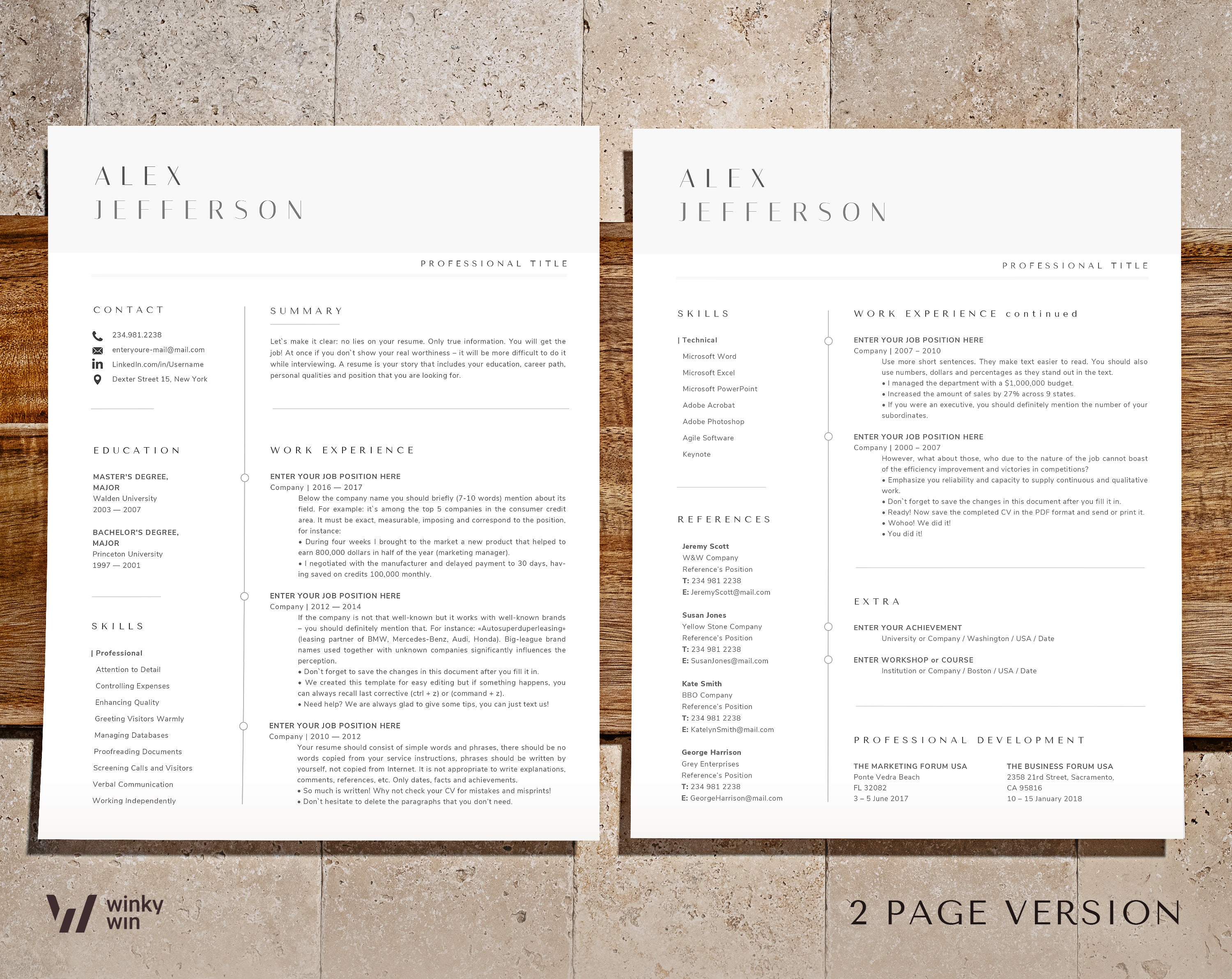 Clean Editable Resume Template, Cv Template Word + Mac Pages Resume ...