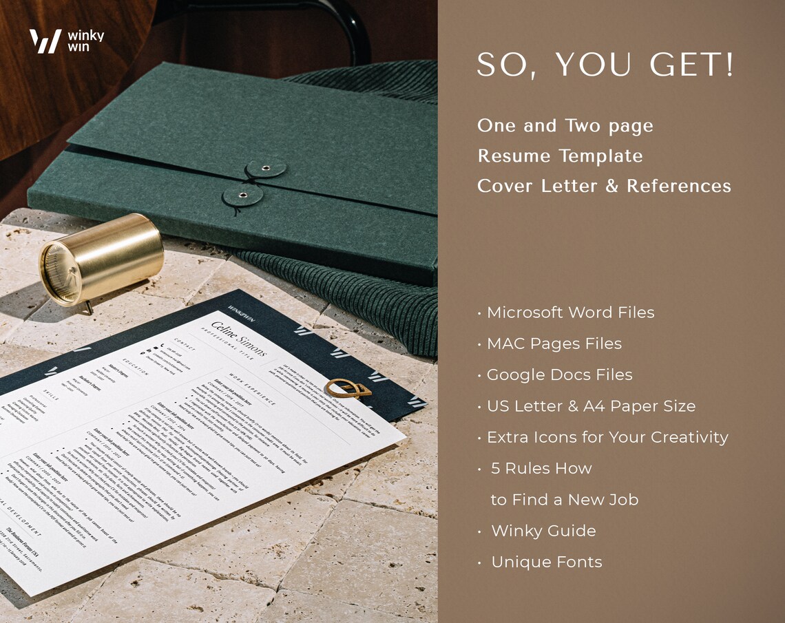 One Page Resume Template Google Docs Mac Pages Word Cv - Etsy