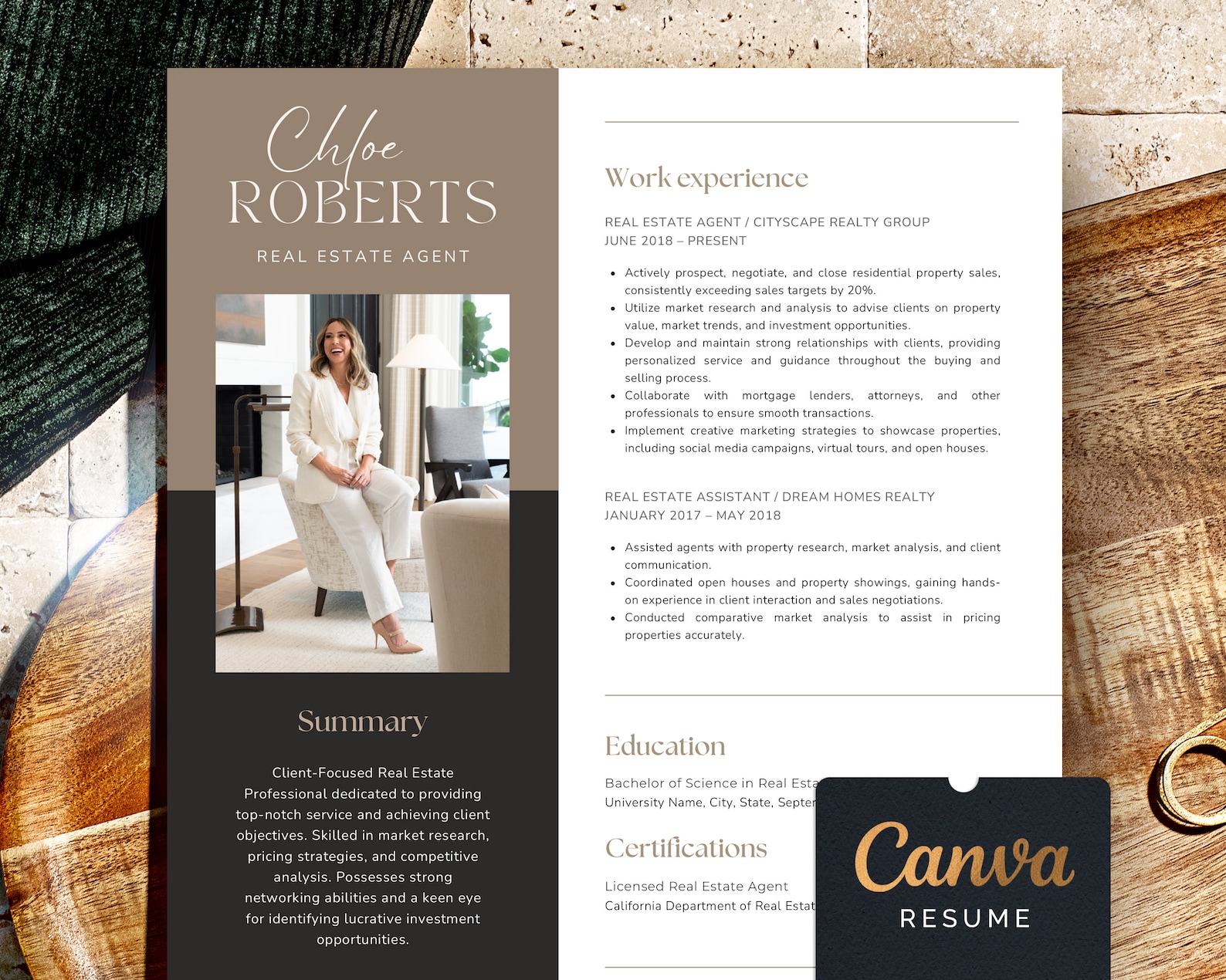 Real Estate Agent Resume Template Realtor Resume, Modern Cv Template ...