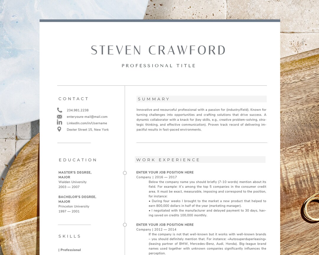 Curriculum Vitae Template, Executive Resume Template, Cv Template Word ...