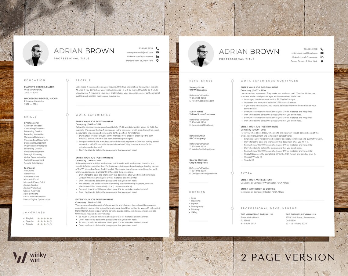 Minimalist Resume Template: 3-page CV, Cover Letter (canva Editable ...