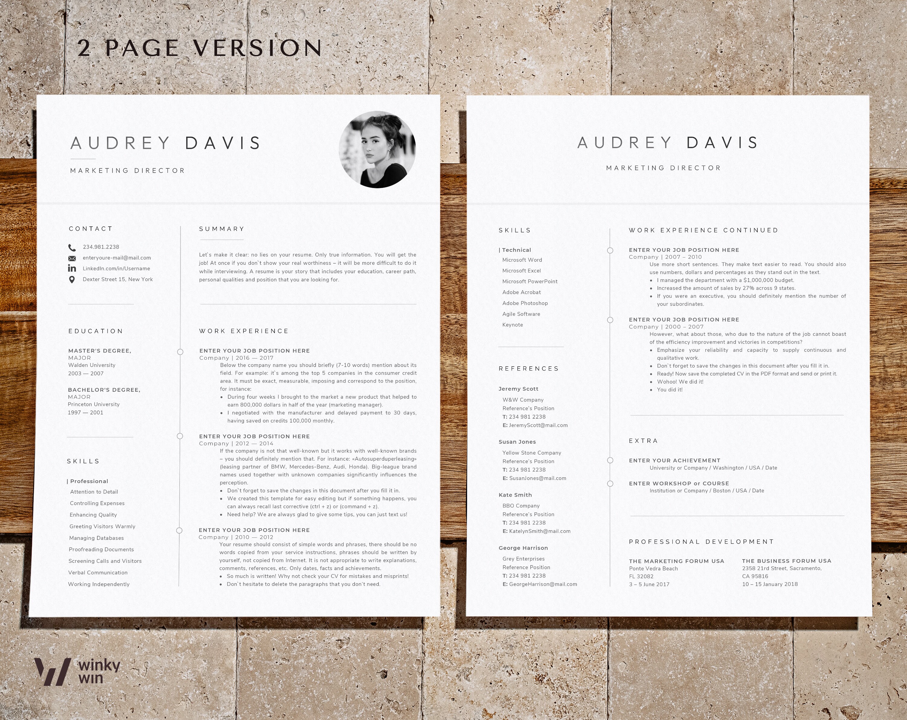 Minimalist Cv Template With Photo, Headshot Resume Template With ...