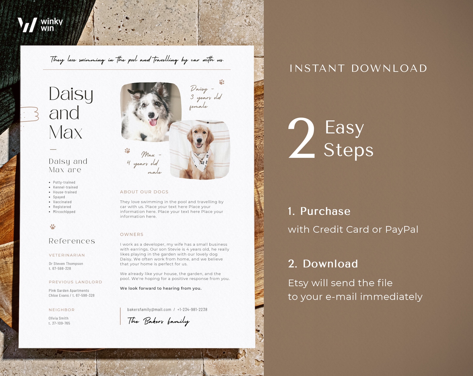 Pet Application Form for Rental, Dog Cv Editable, Rental Application ...