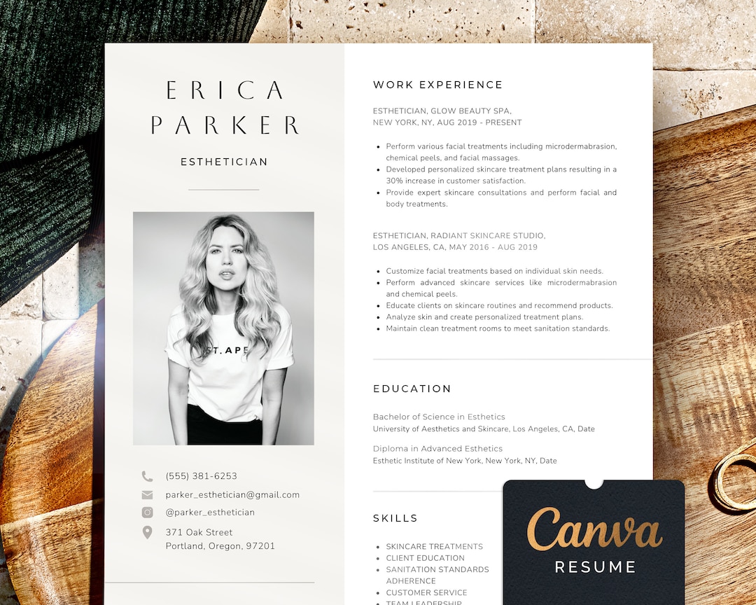 Esthetician Resume Template Canva, Beauty Industry Resume CV Currículum De Esteticista CV D ...