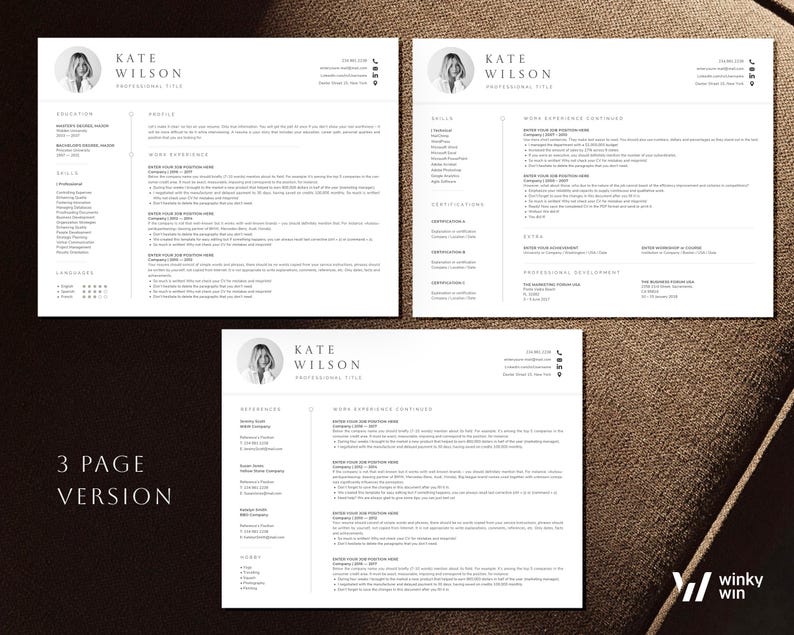 Landscape Resume Template | Horizontal Cv Template Format, 2 Page With ...