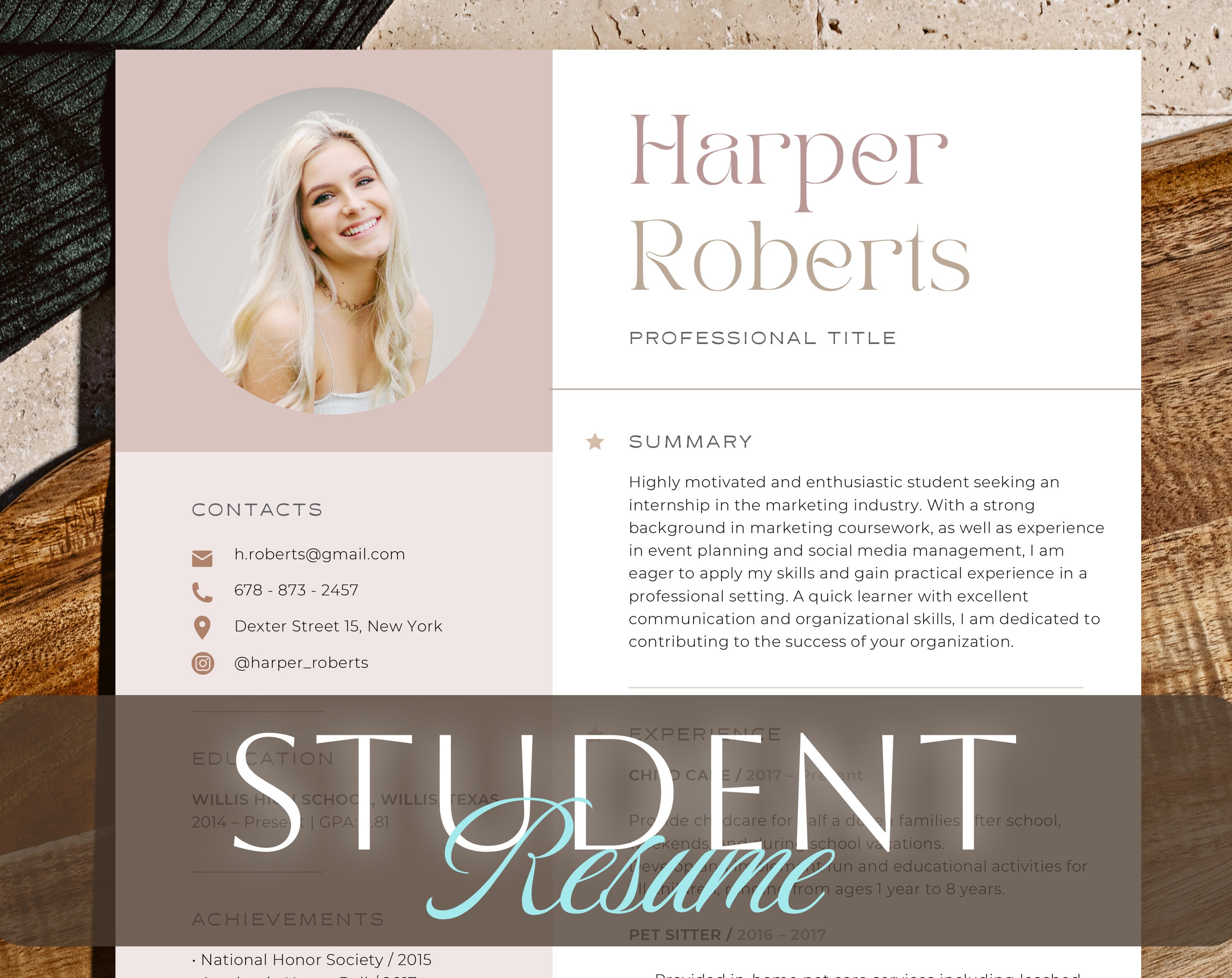 High School Resume Template Canva Students College Resume - Etsy