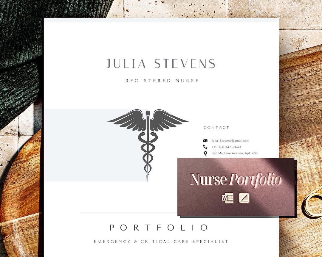 Nursing Portfolio Template, Nurse Portfolio for Word + Mac Pages, Cover ...