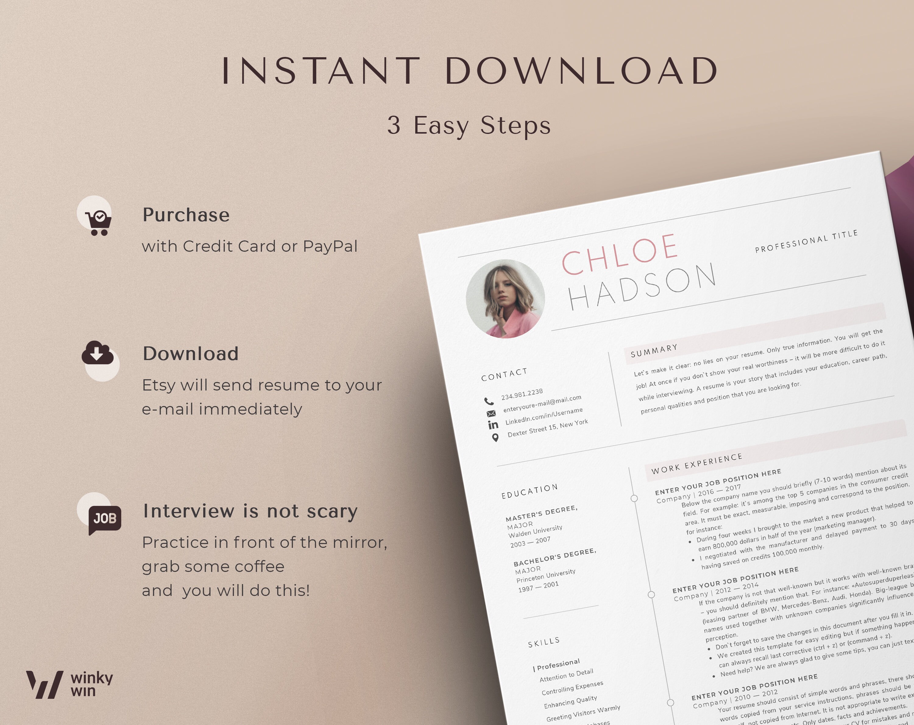 Pink Resume Template Word Mac Pages Rose Creative Resume Templates ...