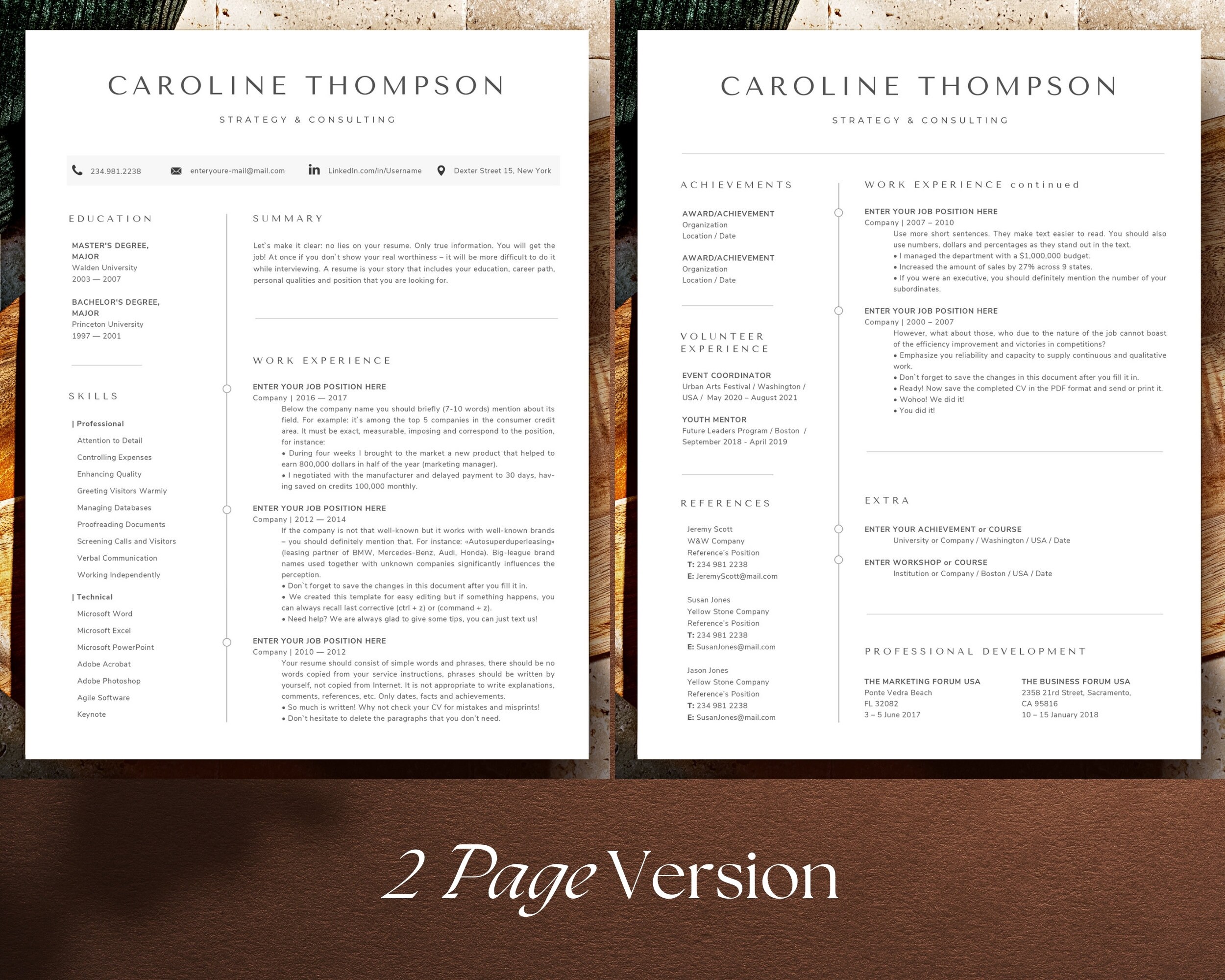Curriculum Vitae Template, Resume Template Professional CV for Word ...