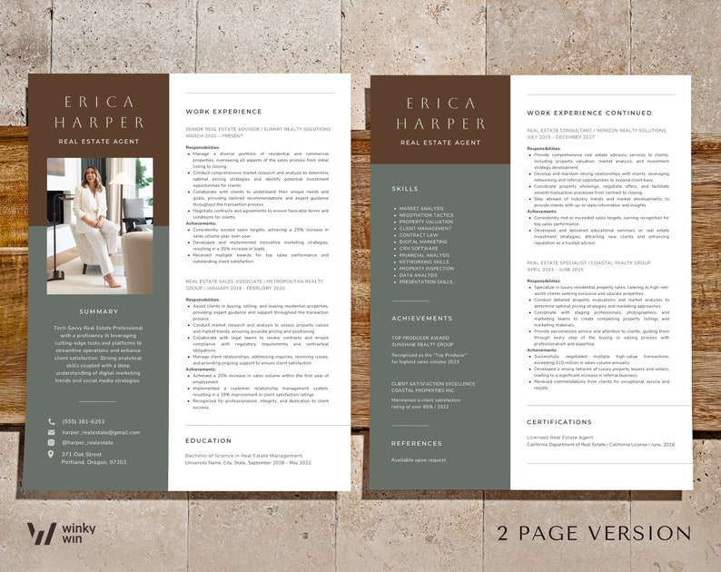 Realtor Resume Template Real Estate Agent Resume, Modern Cv Template ...