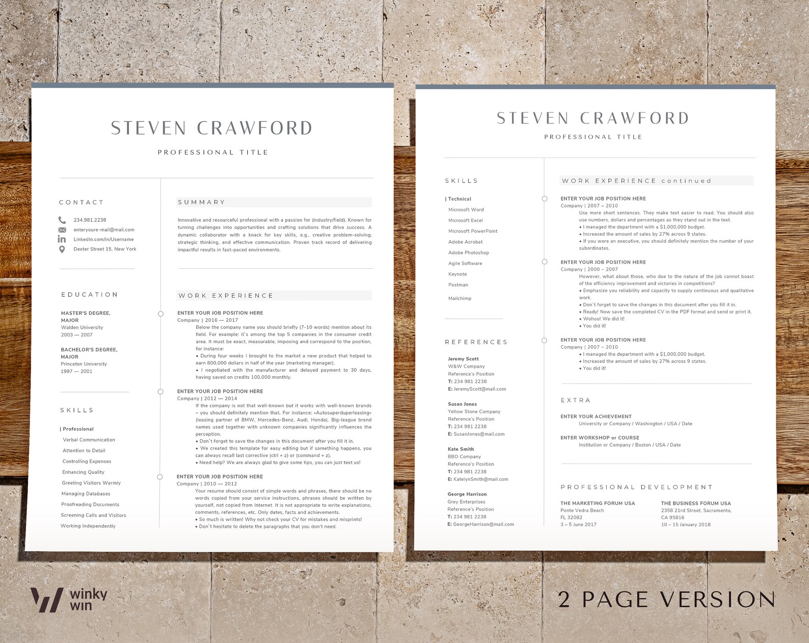 Curriculum Vitae Template, Executive Resume Template, Cv Template Word ...