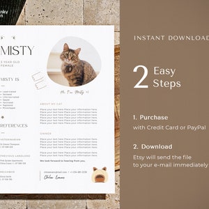 Cat Resume Rental Application, About My Pet Letter, Cat Bio Page ...