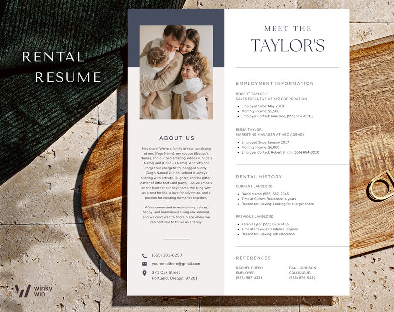 Standout Rental Resume Template, Renter Cv Template, Rental Application ...