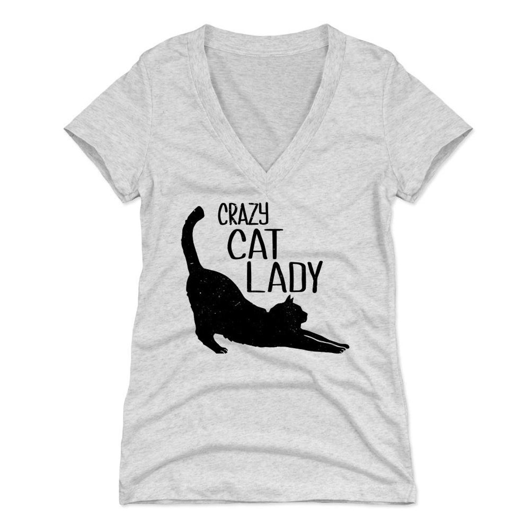 Funny Cat Women's V-neck T-shirt Cats Animals Crazy Cat Lady - Etsy