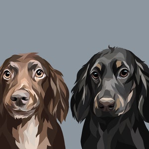 Double Personalised Pet Portrait Print - Etsy